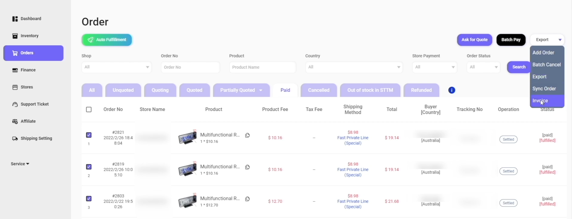 How to Export Invoices? - Ship To The Moon